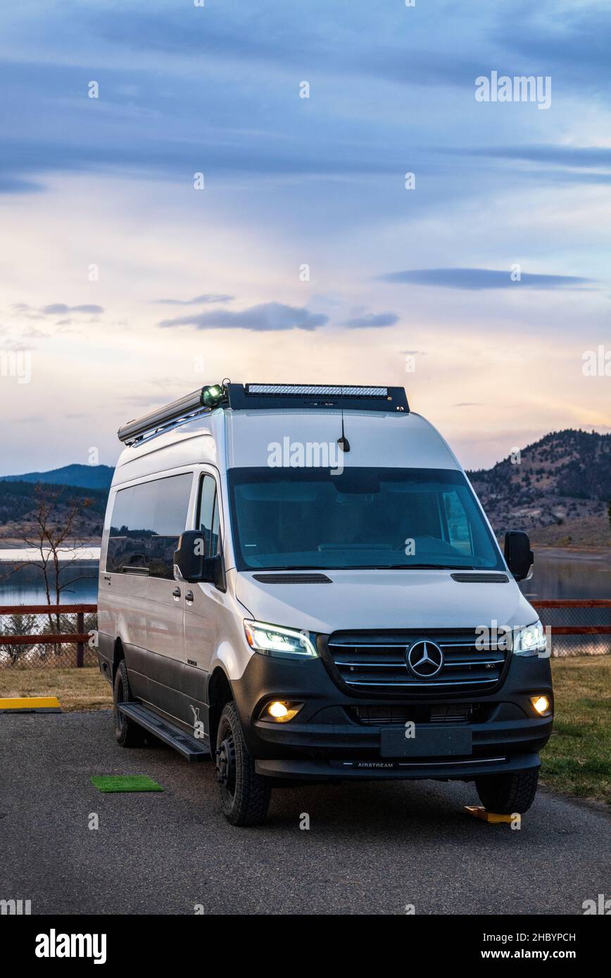 Dusk view of Airstream Interstate 24X 4WD campervan; Unity Lake State ...