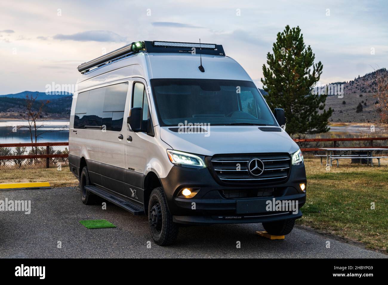 Dusk view of Airstream Interstate 24X 4WD campervan; Unity Lake State ...
