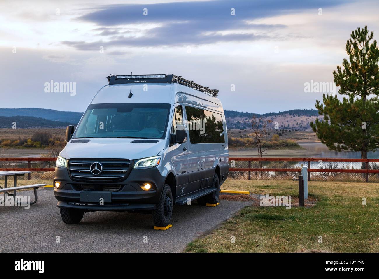 Dusk view of Airstream Interstate 24X 4WD campervan; Unity Lake State ...