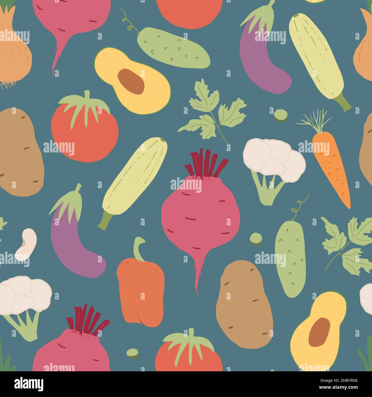 Vegetables seamless pattern. Vegetarian healthy bio food background ...