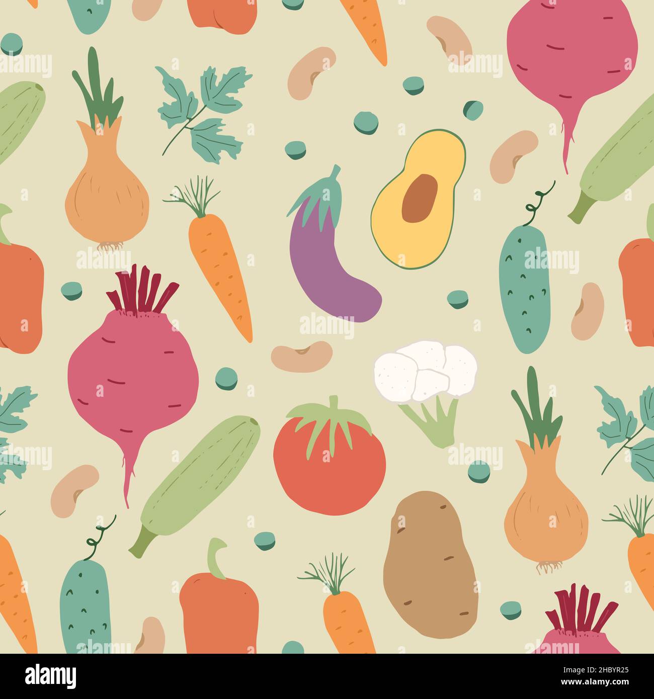 Vegetables seamless pattern. Vegetarian healthy bio food background ...