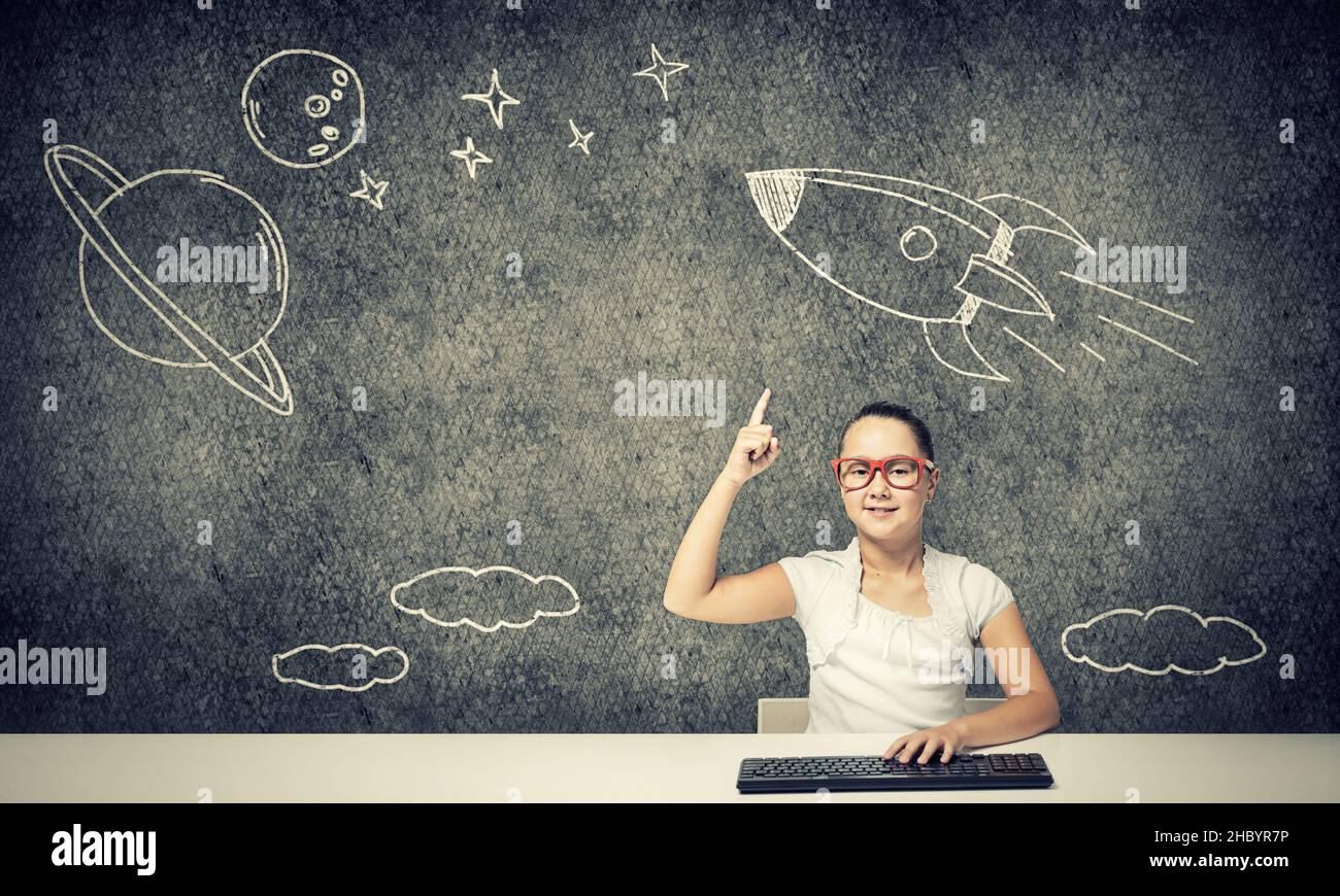 Little school genius Stock Photo - Alamy