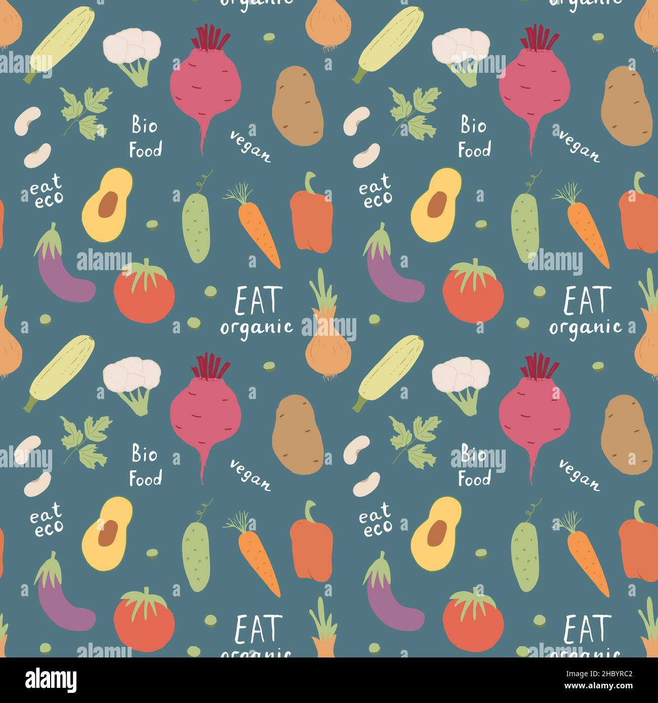 Vegetables seamless pattern. Vegetarian healthy bio food background ...