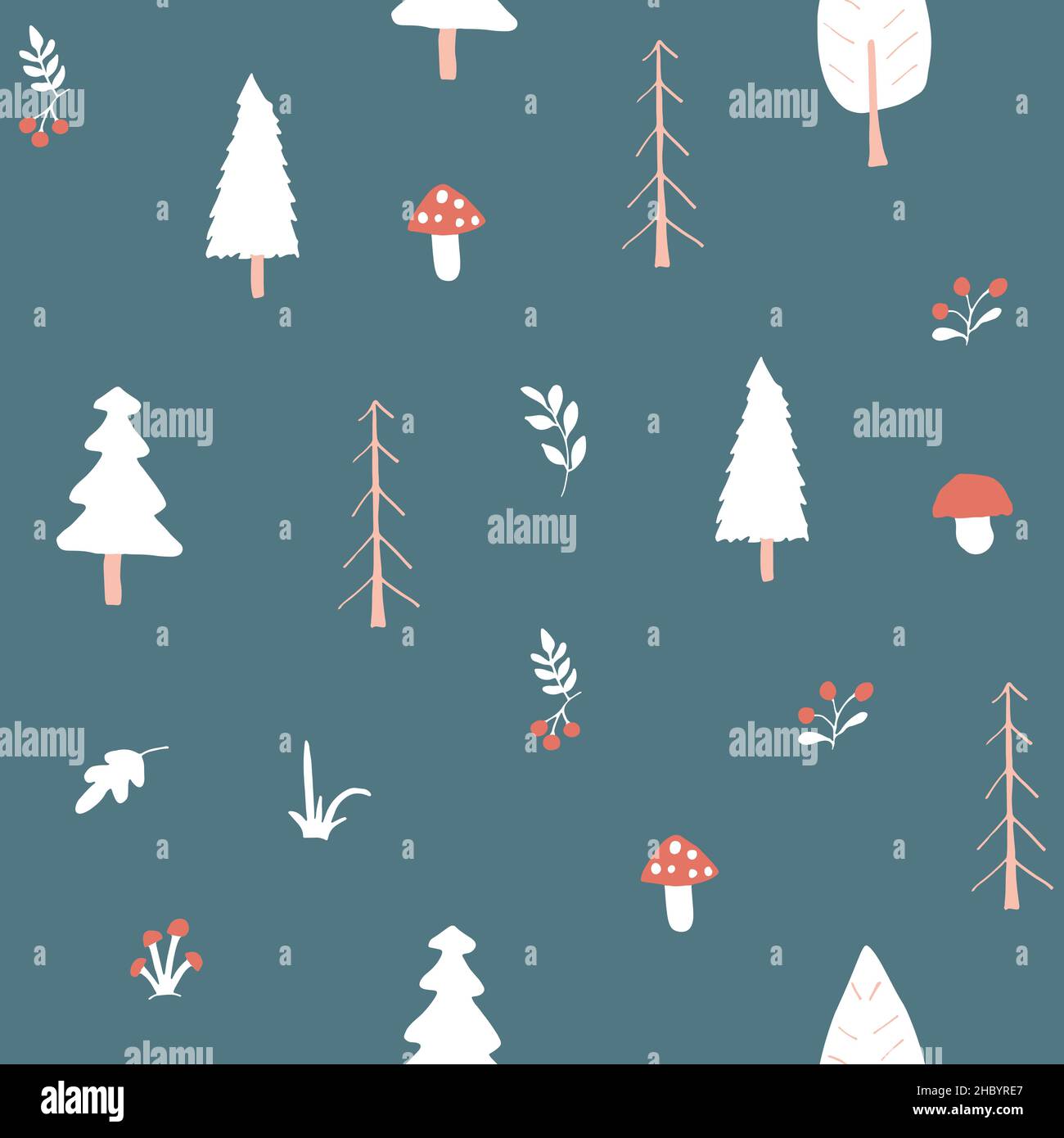 Woodland Seamless pattern, Forest background. Cute cartoon trees and ...