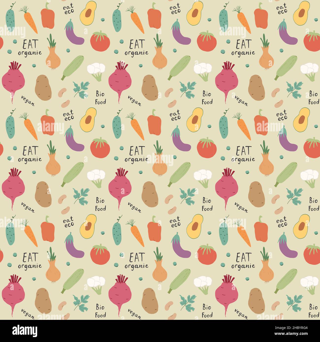 Vegetables seamless pattern. Vegetarian healthy bio food background ...