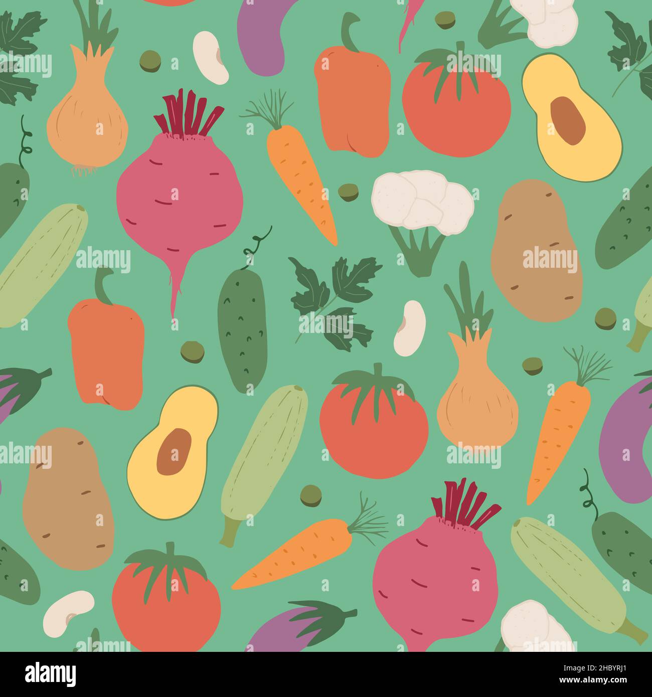 Vegetables seamless pattern. Vegetarian healthy bio food background ...