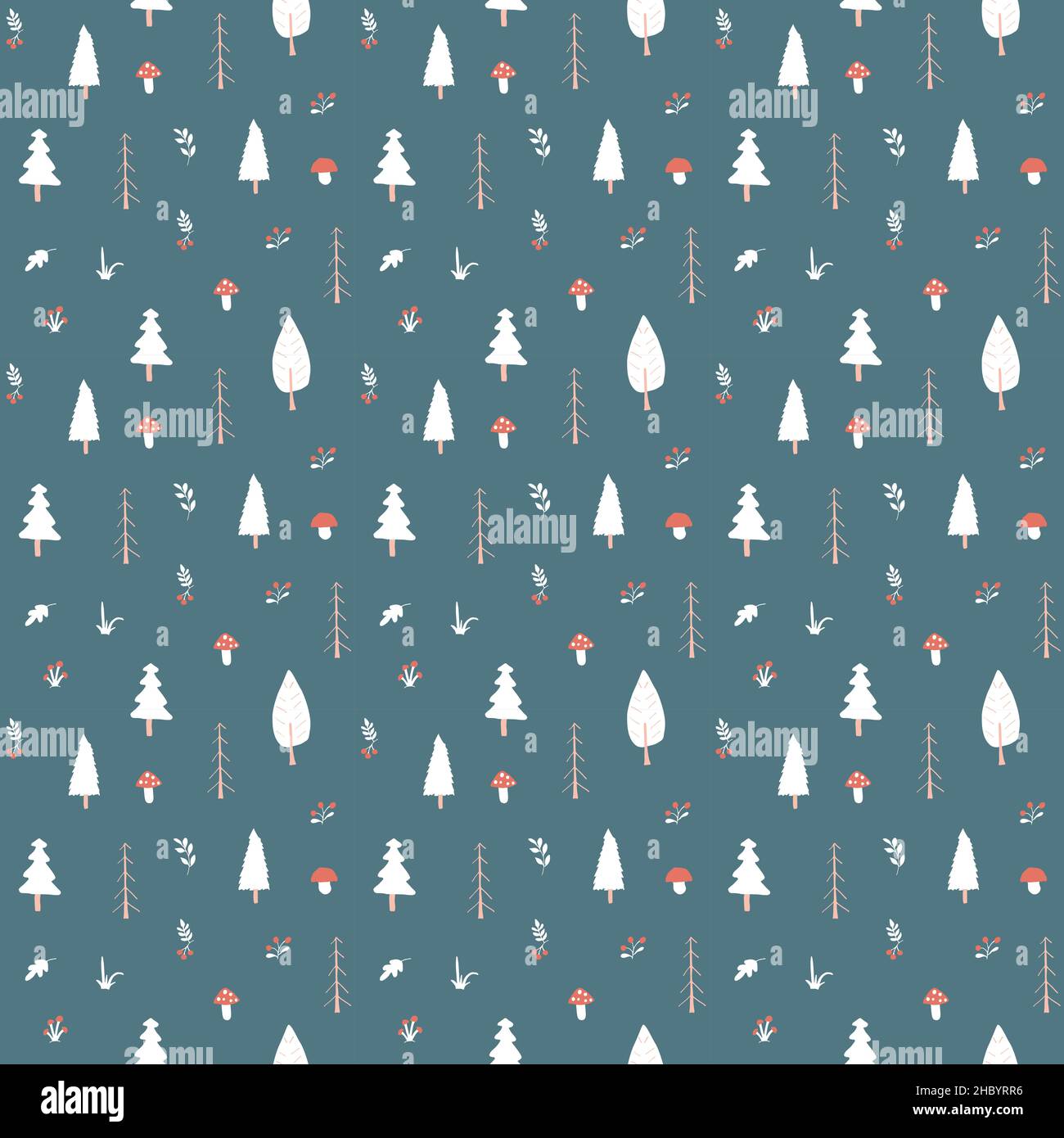 Woodland Seamless pattern, Forest background. Cute cartoon trees and ...