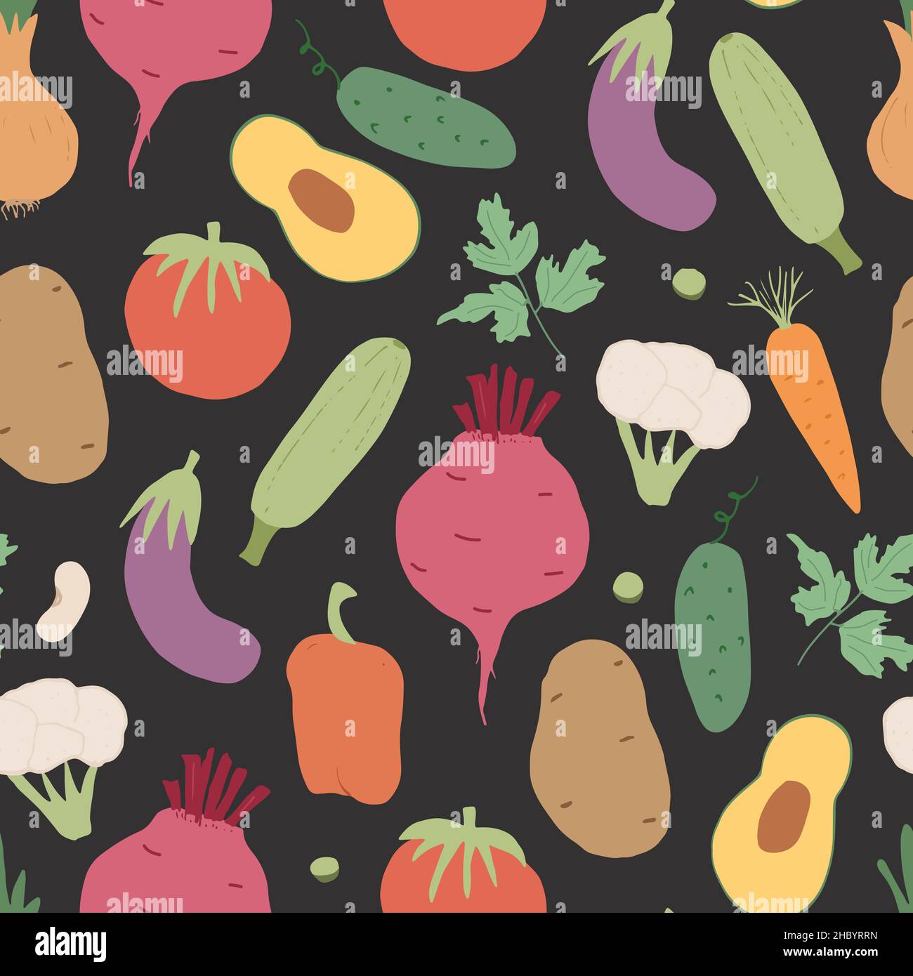 Vegetables seamless pattern. Vegetarian healthy bio food background ...