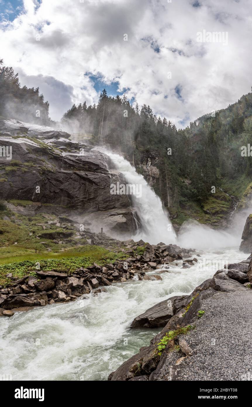 Scenic view of the famous Krimml waterfalls in the High Tauern National ...
