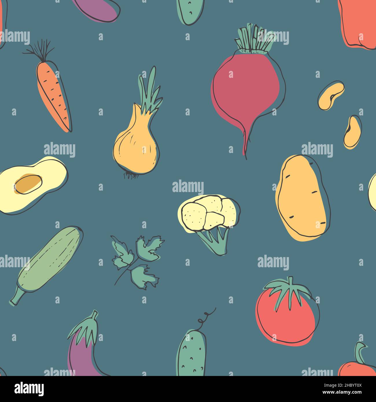 Vegetables seamless pattern. Vegetarian healthy bio food background ...