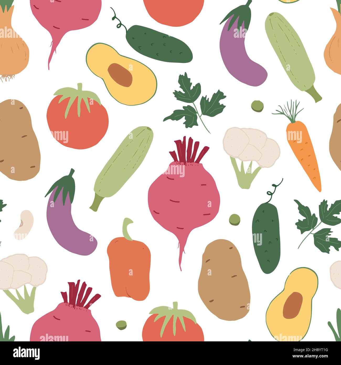 Vegetables seamless pattern. Vegetarian healthy bio food background ...