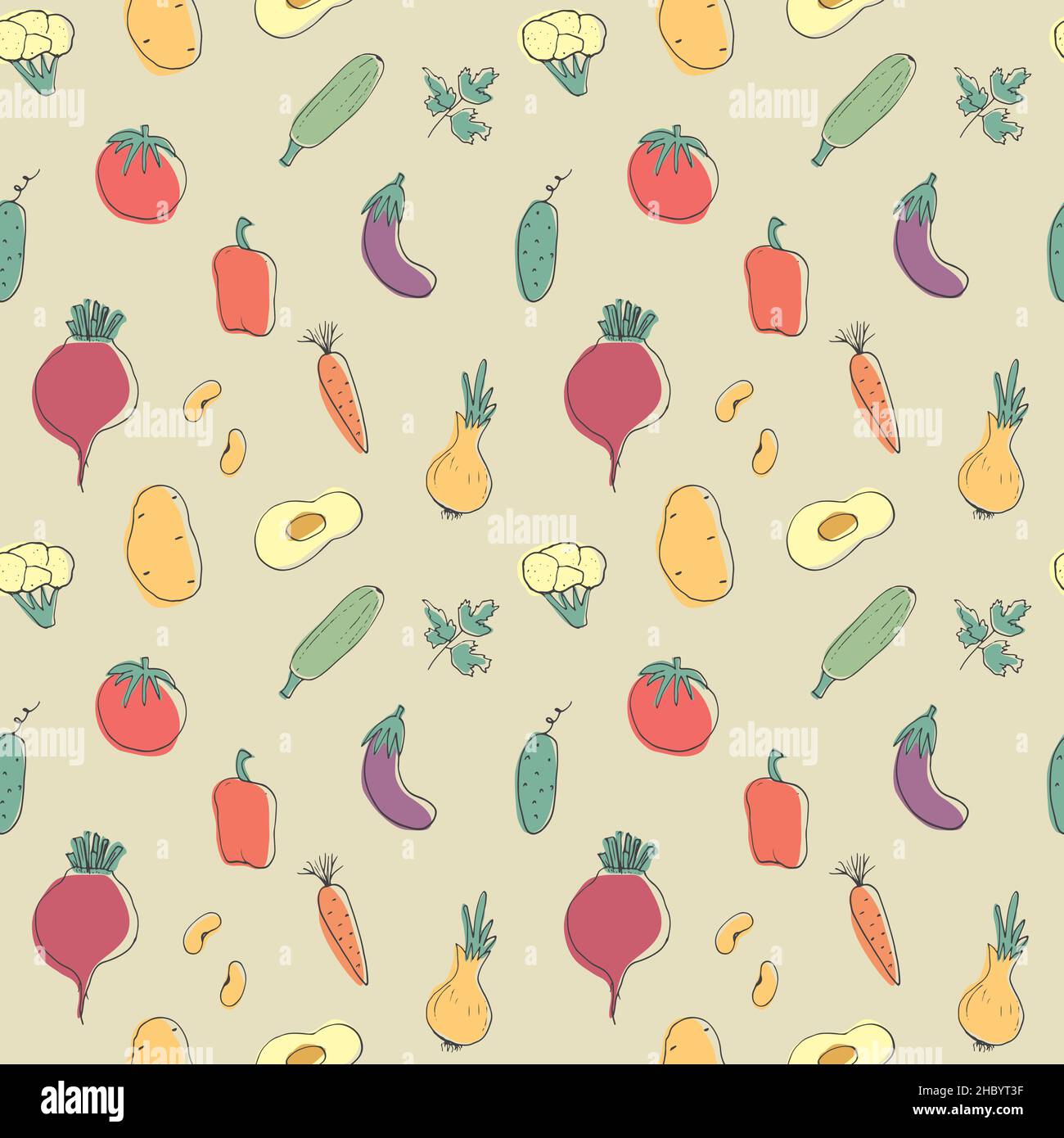 Vegetables seamless pattern. Vegetarian healthy bio food background ...