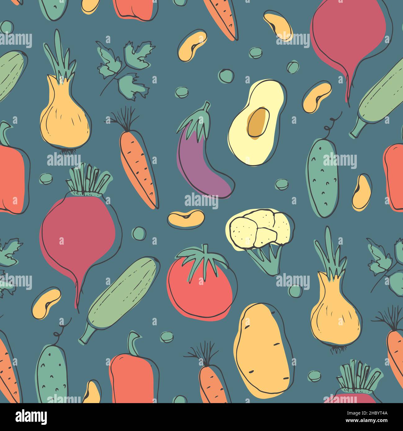 Vegetables seamless pattern. Vegetarian healthy bio food background ...
