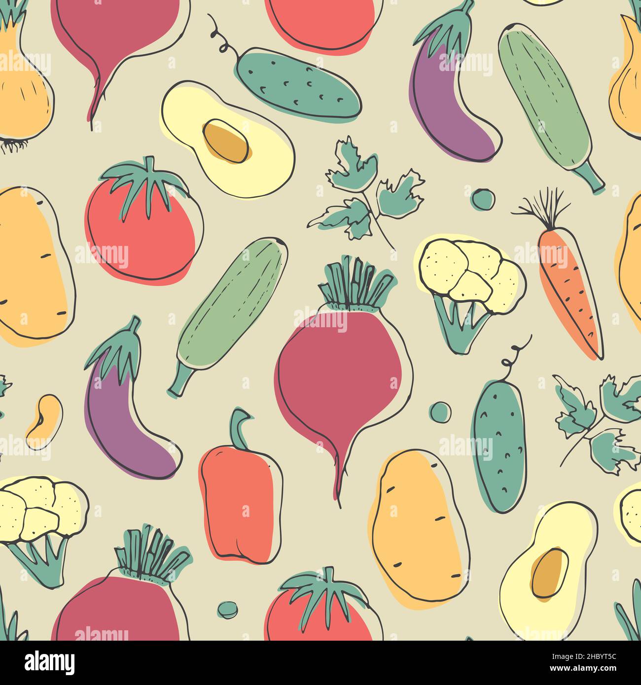 Vegetables seamless pattern. Vegetarian healthy bio food background ...
