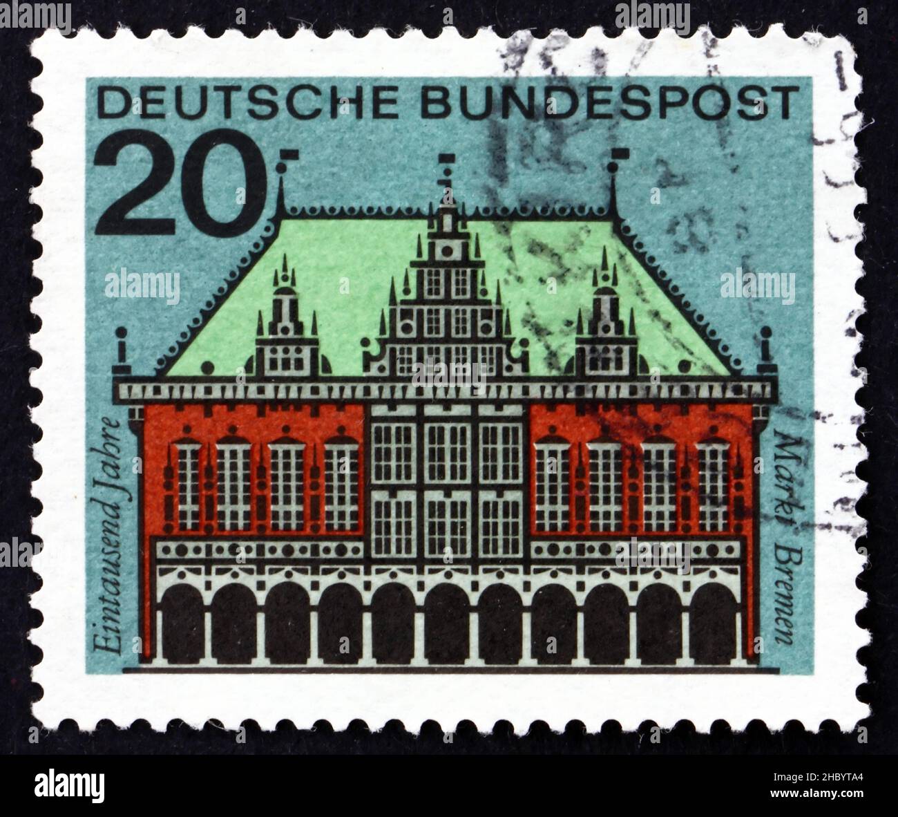GERMANY - CIRCA 1965: a stamp printed in the Germany shows City Hall ...