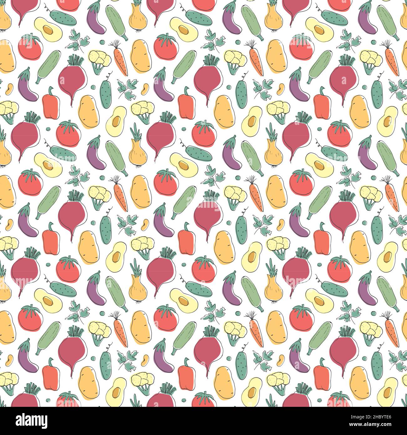 Vegetables seamless pattern. Vegetarian healthy bio food background ...