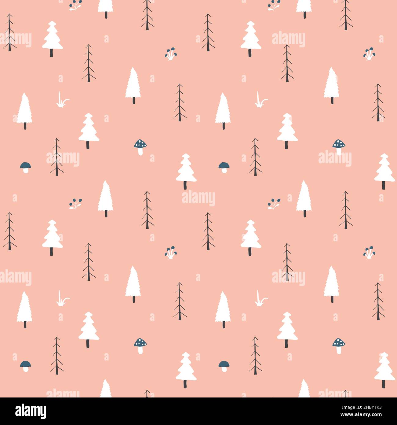 Woodland Seamless pattern, Forest background. Cute cartoon trees and ...