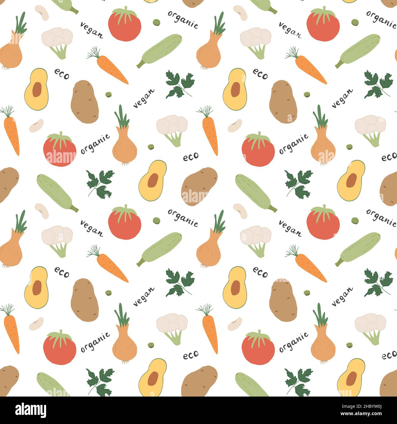 Vegetables seamless pattern. Vegetarian healthy bio food background ...