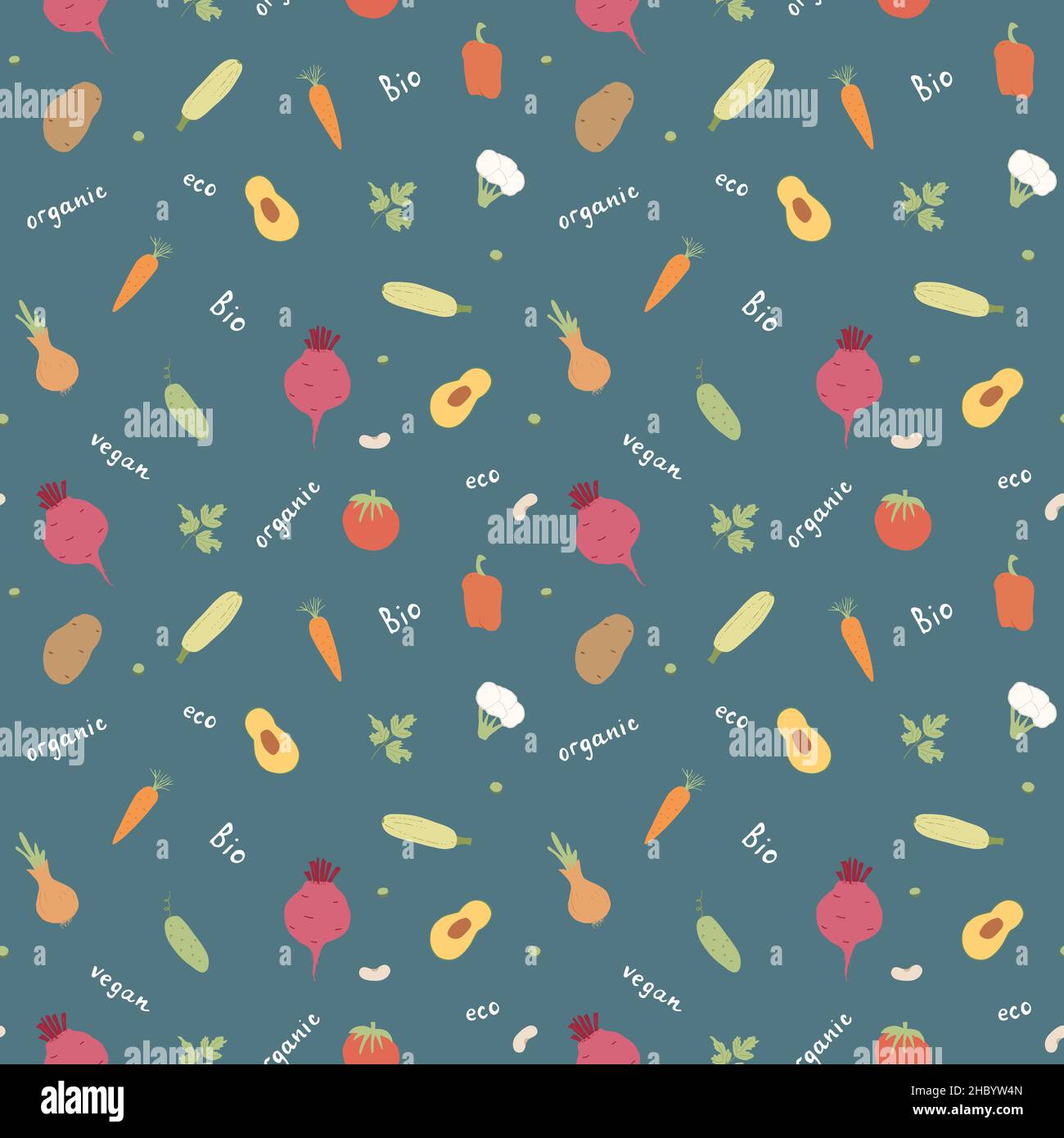 Vegetables seamless pattern. Vegetarian healthy bio food background ...