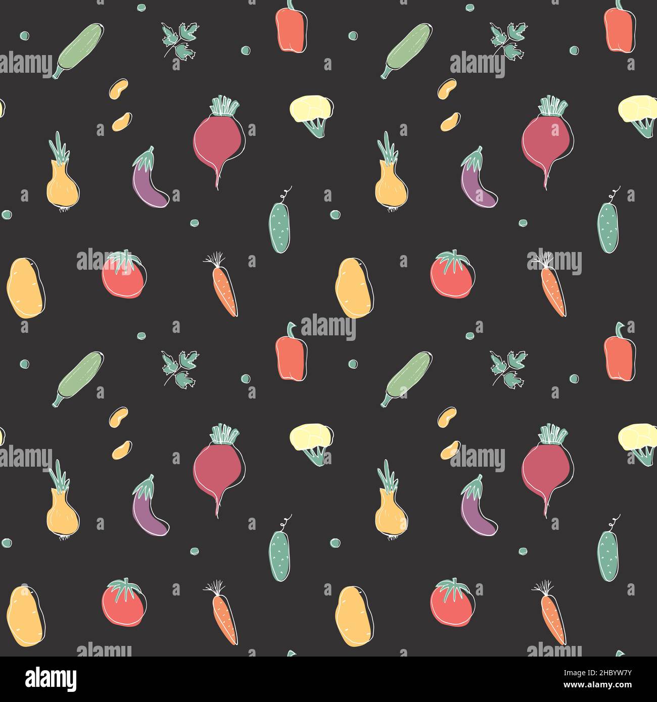 Vegetables seamless pattern. Vegetarian healthy bio food background ...