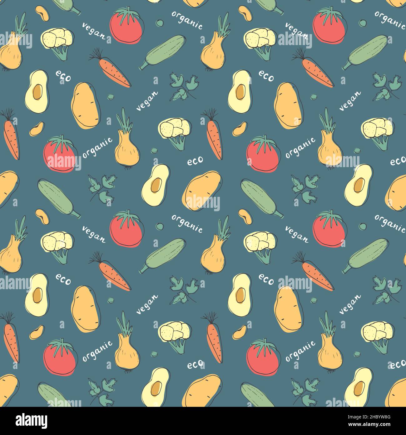 Vegetables seamless pattern. Vegetarian healthy bio food background ...