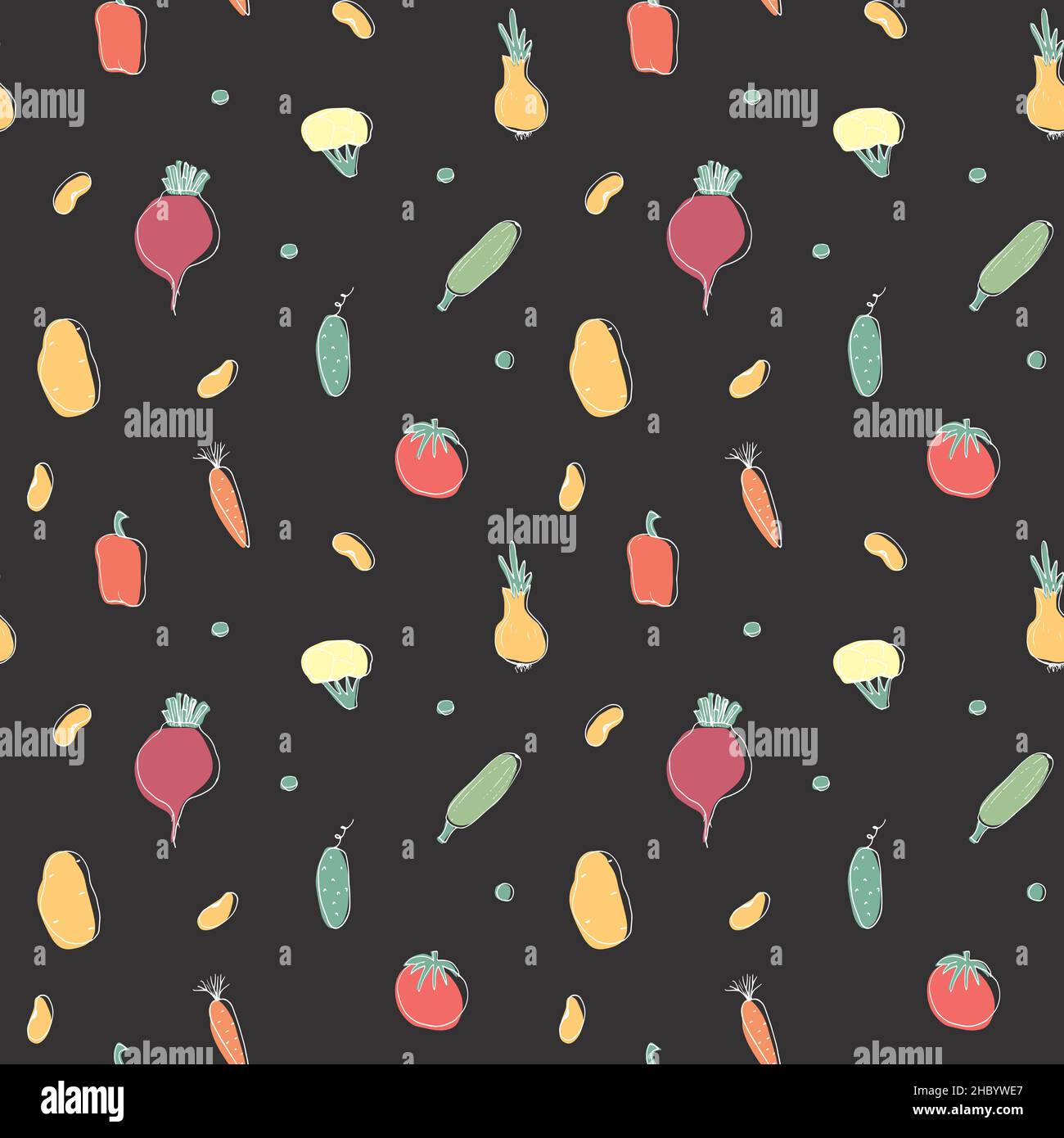 Vegetables seamless pattern. Vegetarian healthy bio food background ...