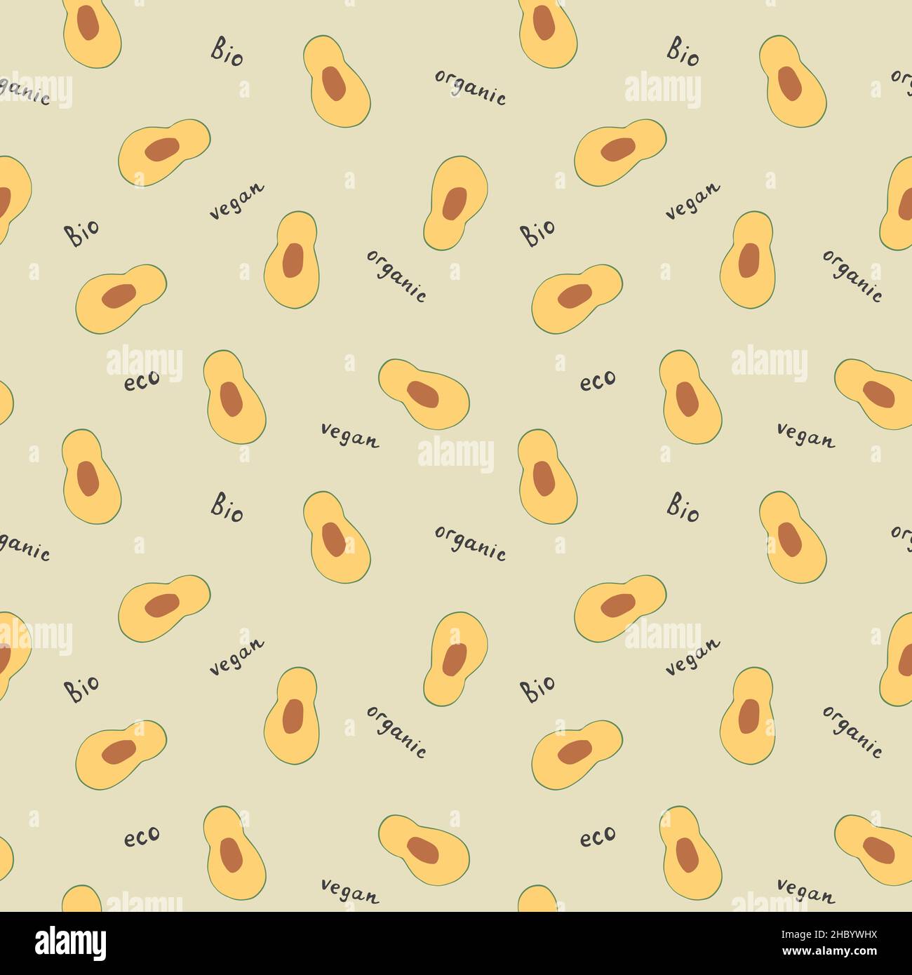Avocado Vegetables seamless pattern. Vegetarian healthy bio food ...