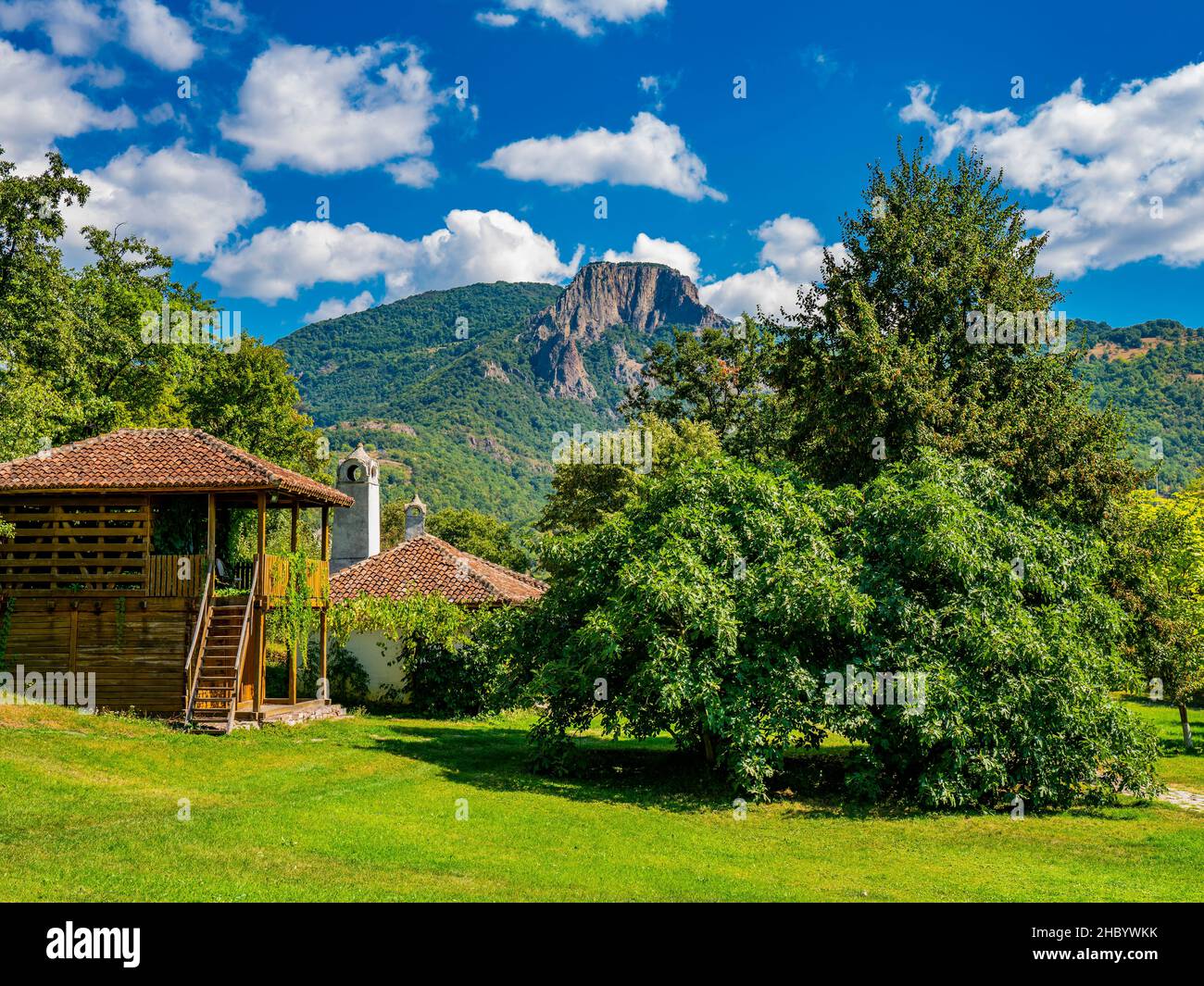 View at traditional 19th century Serbian house at Lepenski Vir, Serbia ...