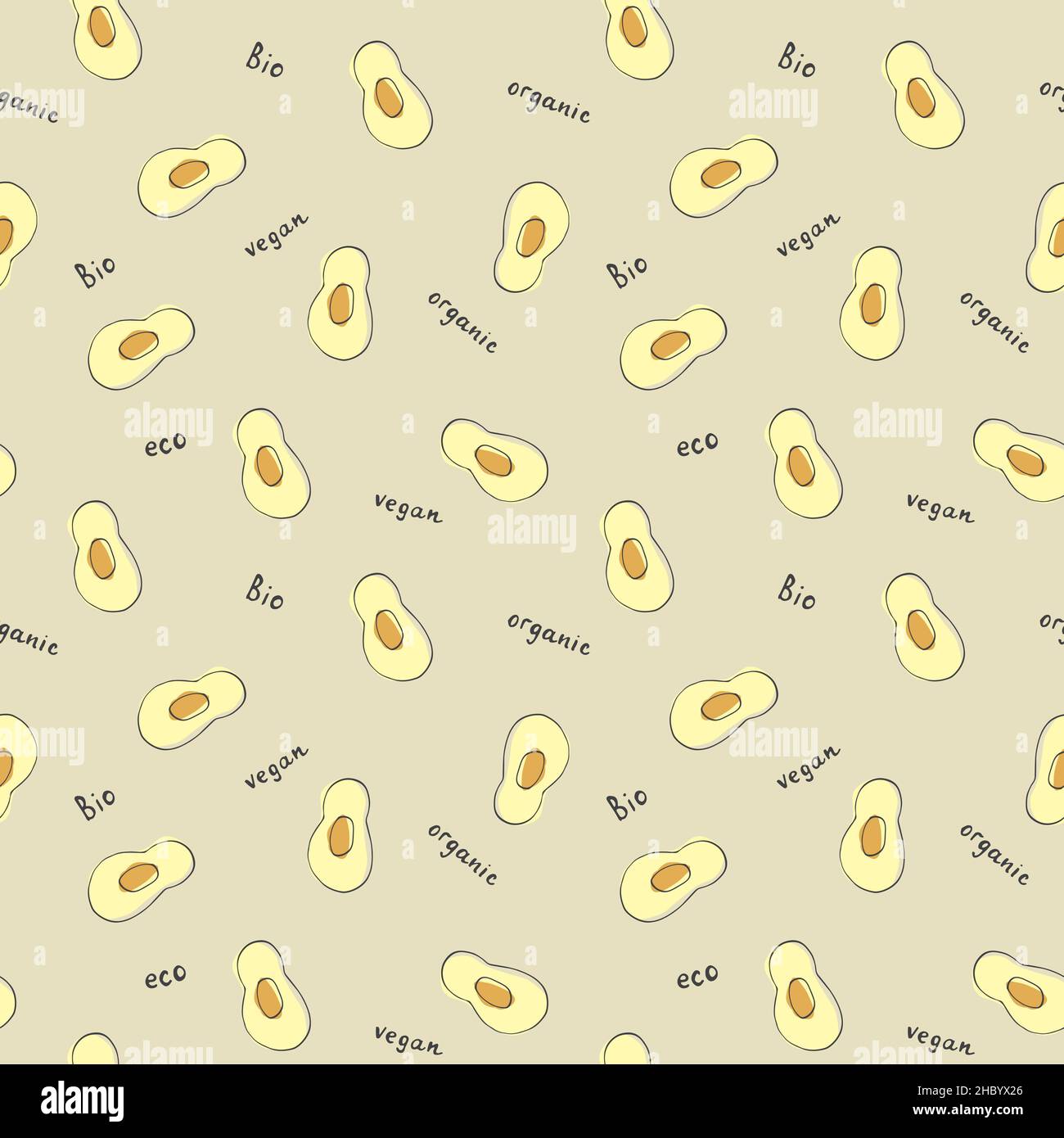 Avocado Vegetables seamless pattern. Vegetarian healthy bio food ...