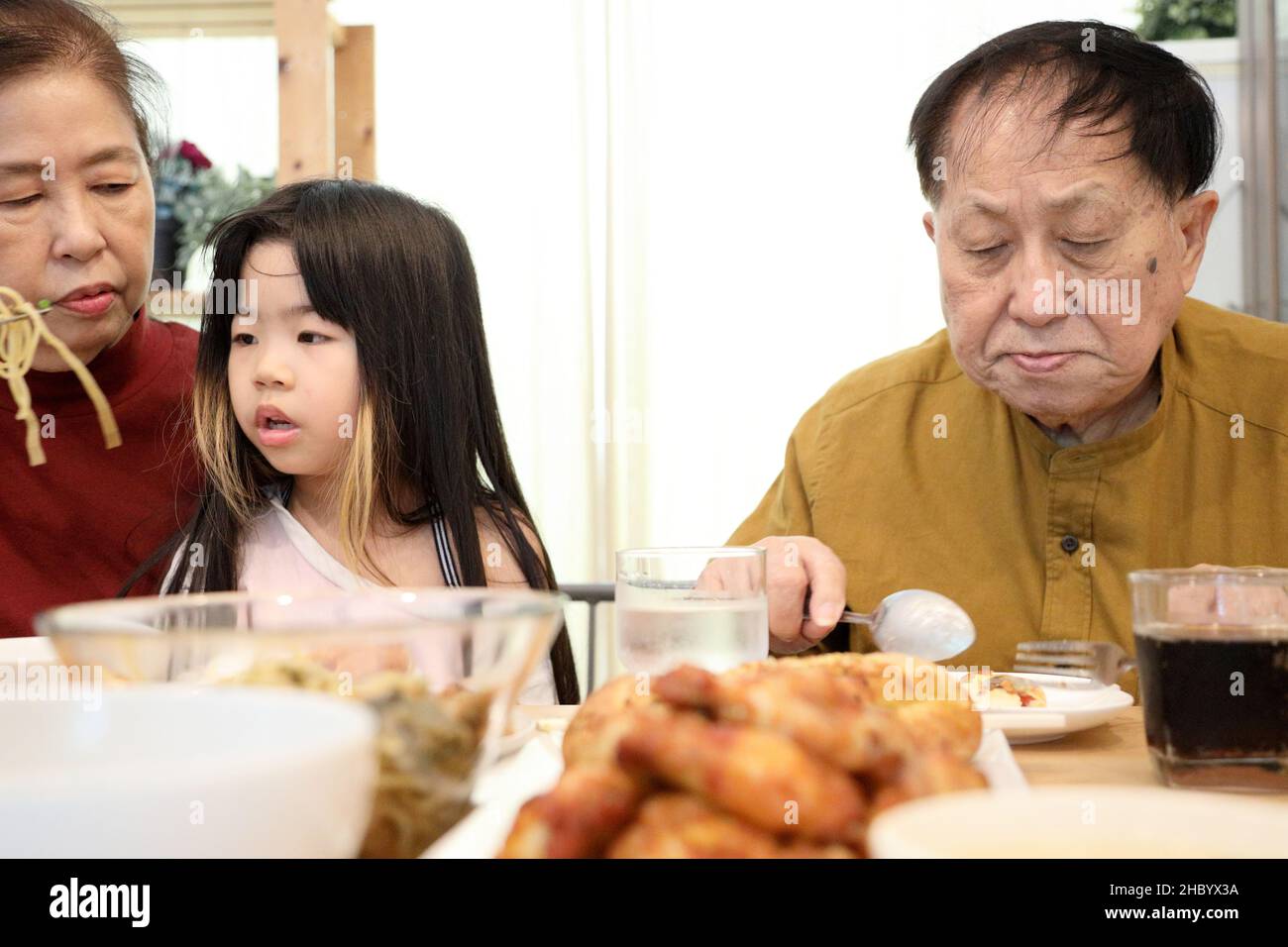 Chinese family have variety food togethrer Stock Photo - Alamy