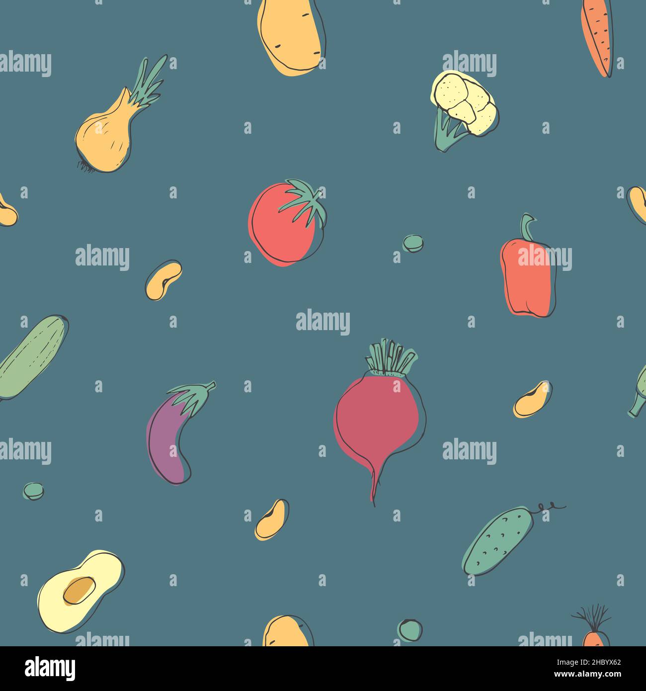 Vegetables seamless pattern. Vegetarian healthy bio food background ...