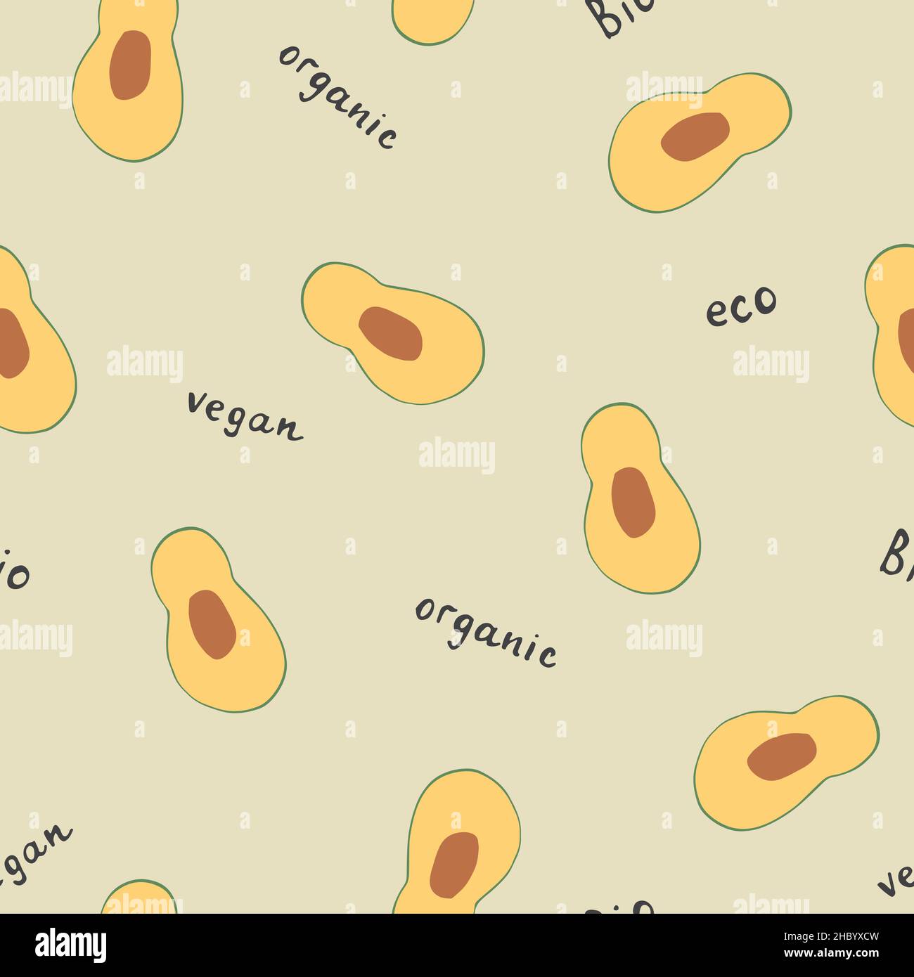 Avocado Vegetables seamless pattern. Vegetarian healthy bio food ...
