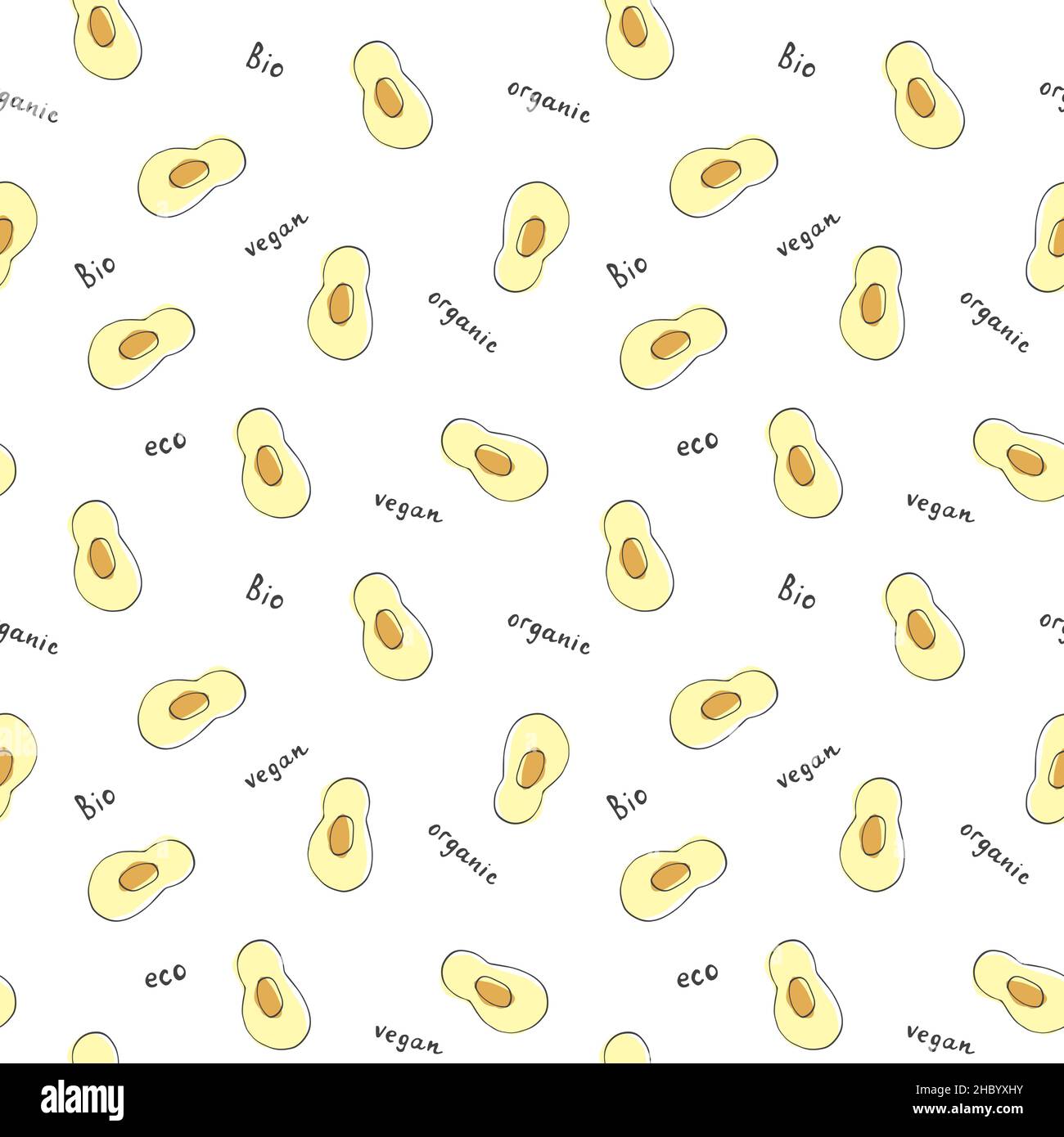 Avocado Vegetables seamless pattern. Vegetarian healthy bio food ...