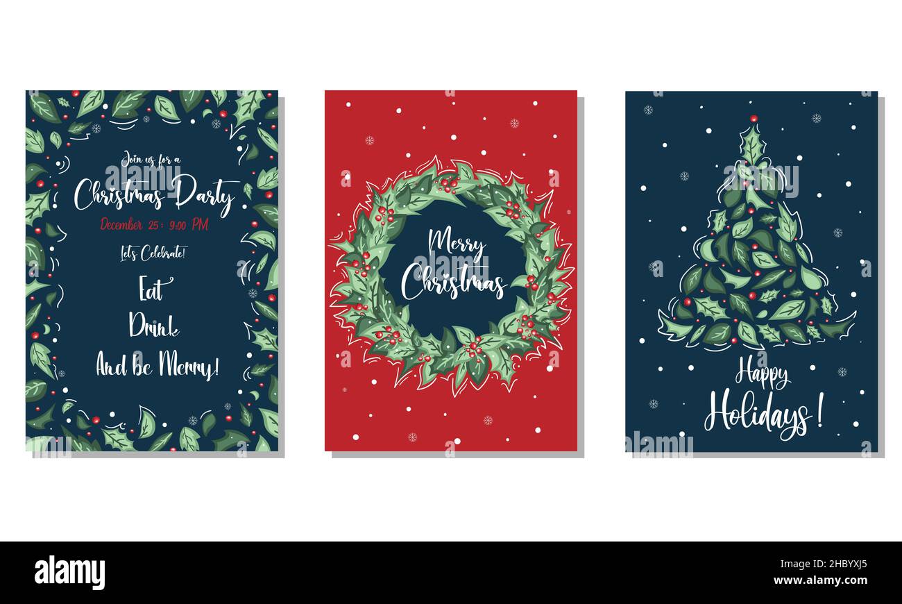 Christmas Party invitation. Merry Christmas and Happy Holidays cards ...
