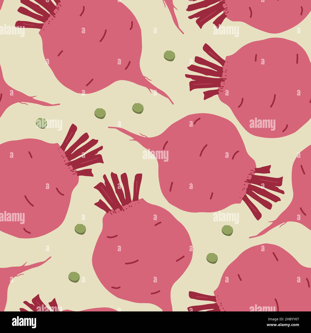 Beetroot Vegetables seamless pattern. Vegetarian healthy bio food background, Vegan organic eco ...