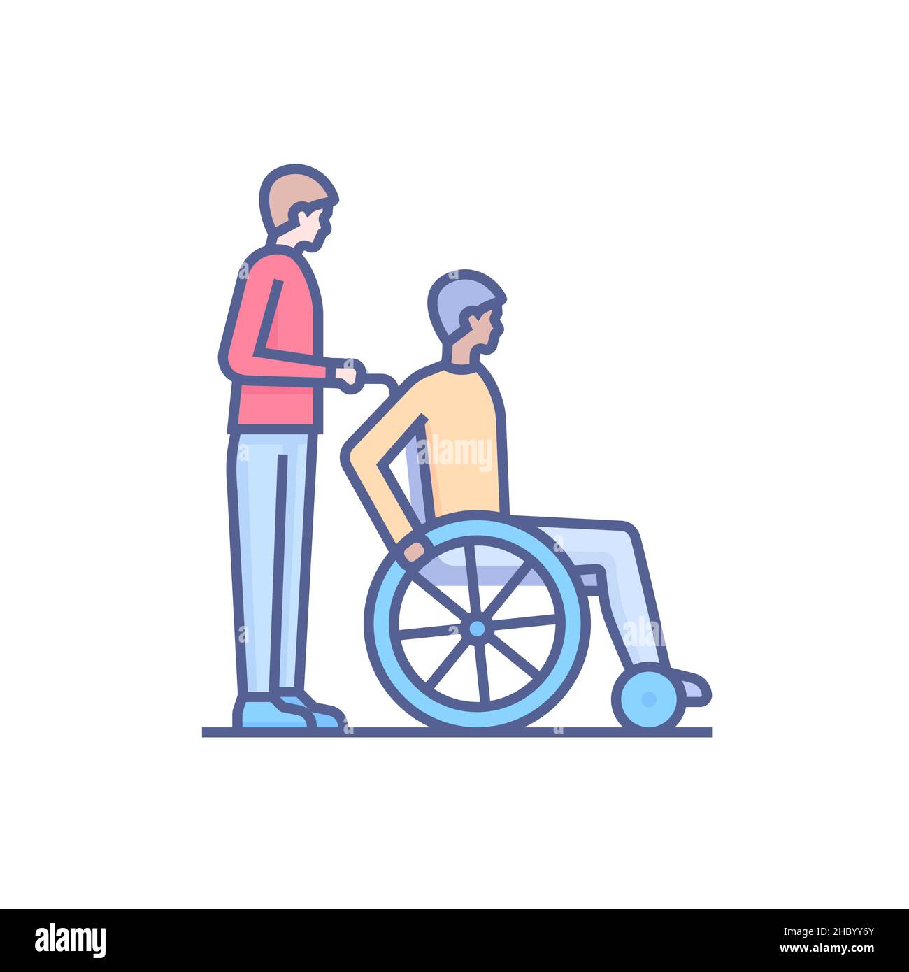 Wheelchair care - modern line design style icon on white background ...