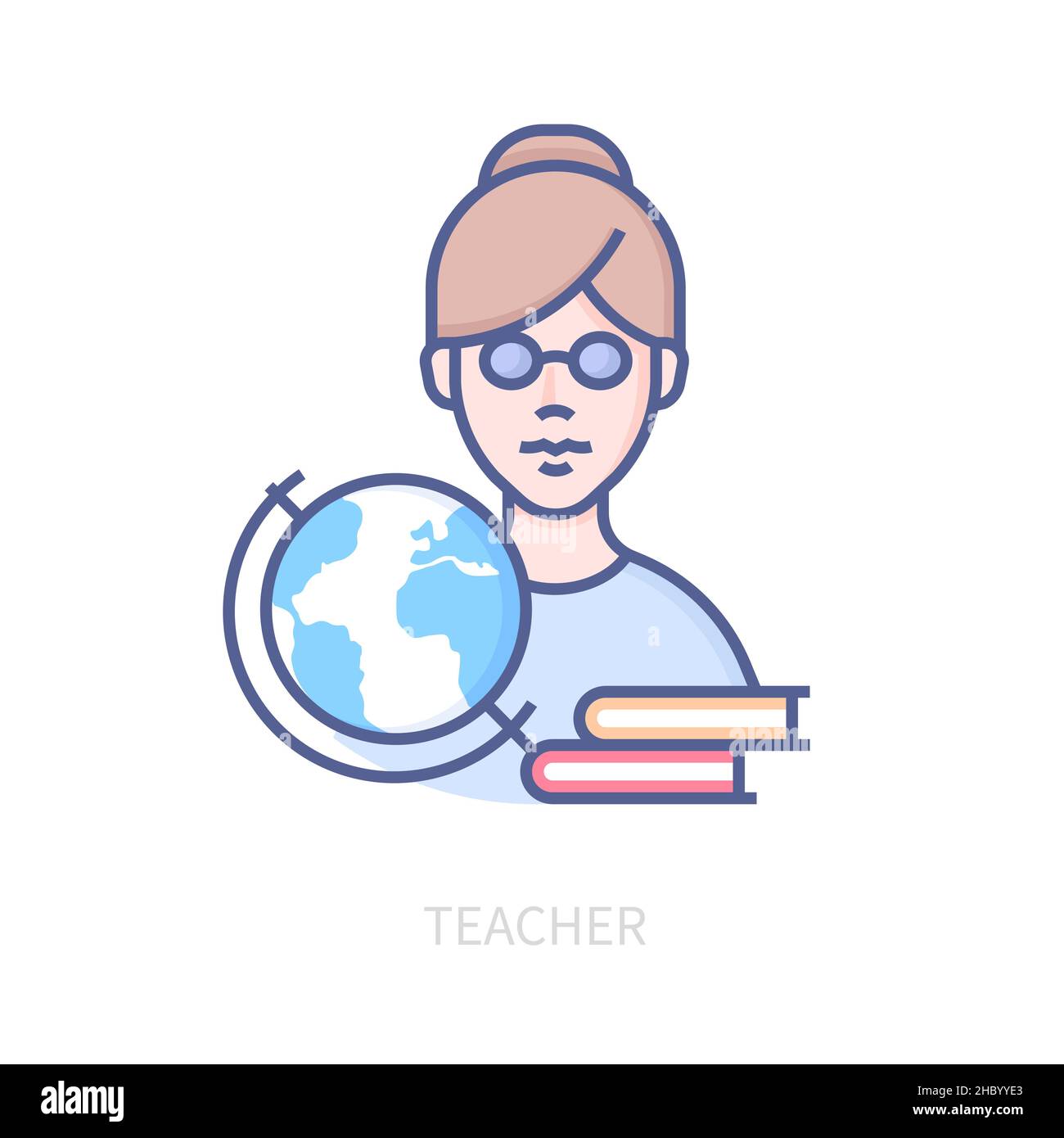 Teacher - modern colored line design style icon on white background ...