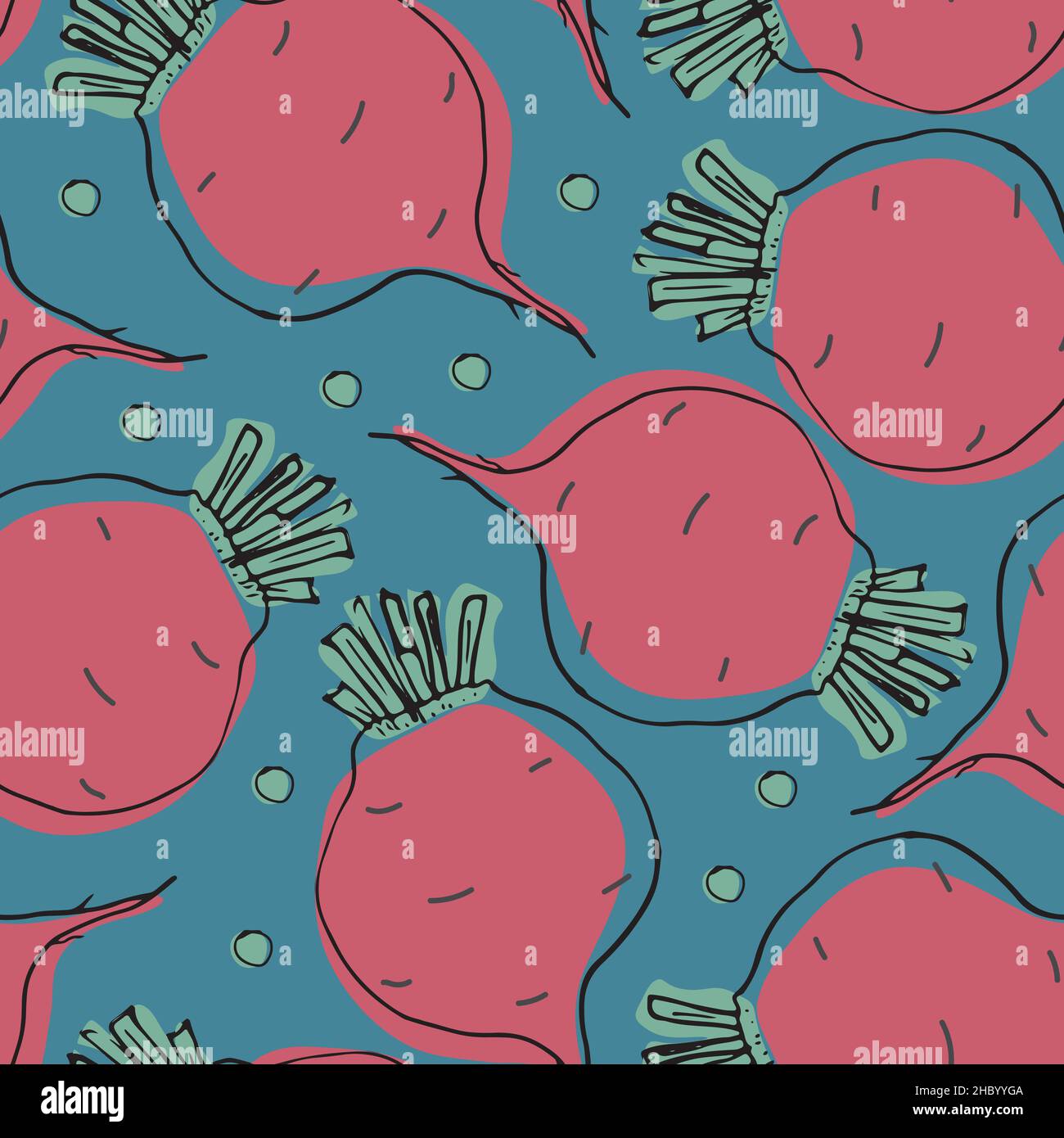 Beetroot Vegetables seamless pattern. Vegetarian healthy bio food ...