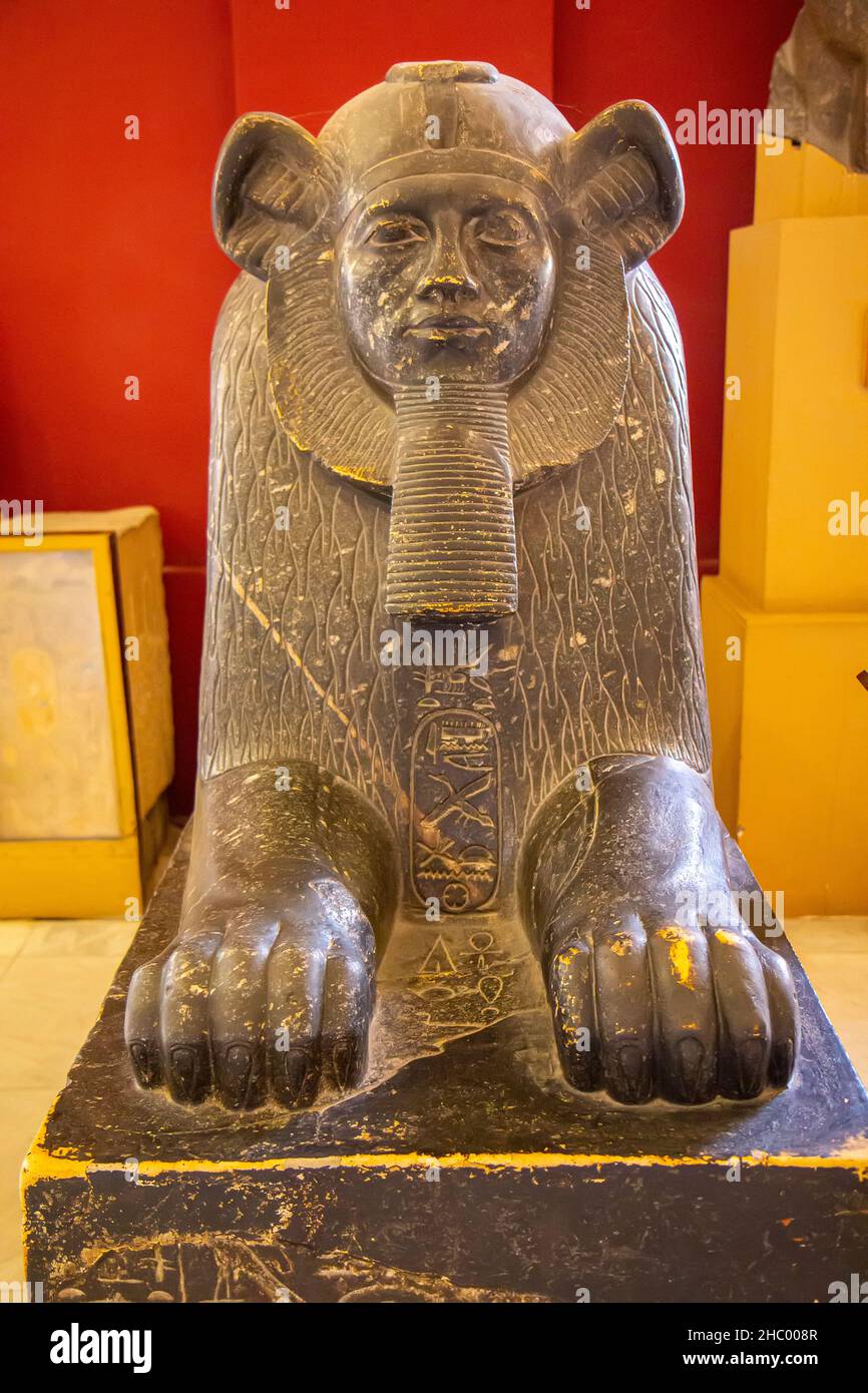 Four sphinxes of Amenemhat III, Tanis statue in Cairo museum Stock ...