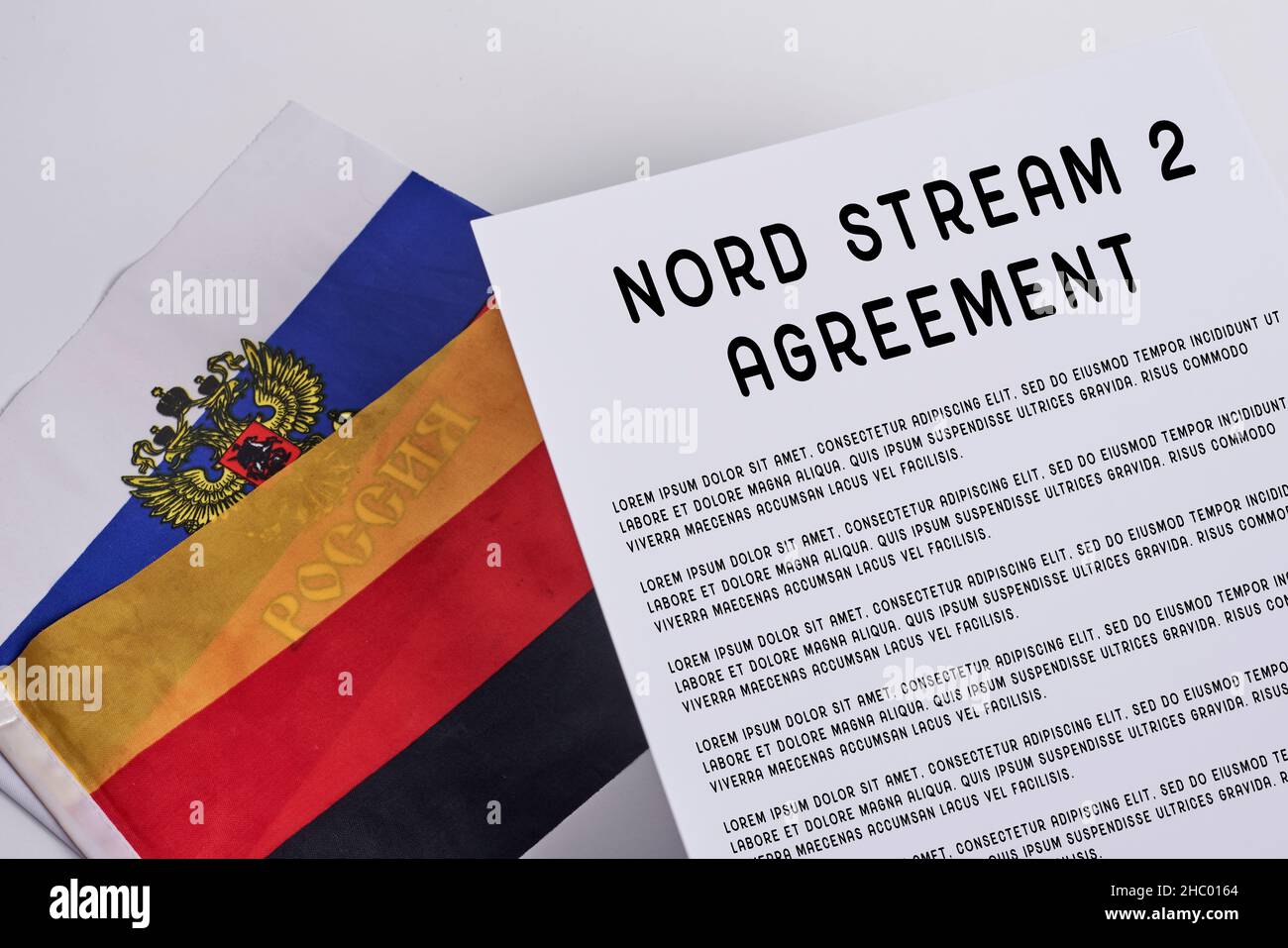 Nord Stream agreement between Germany and Russia. Flags of Russia and ...