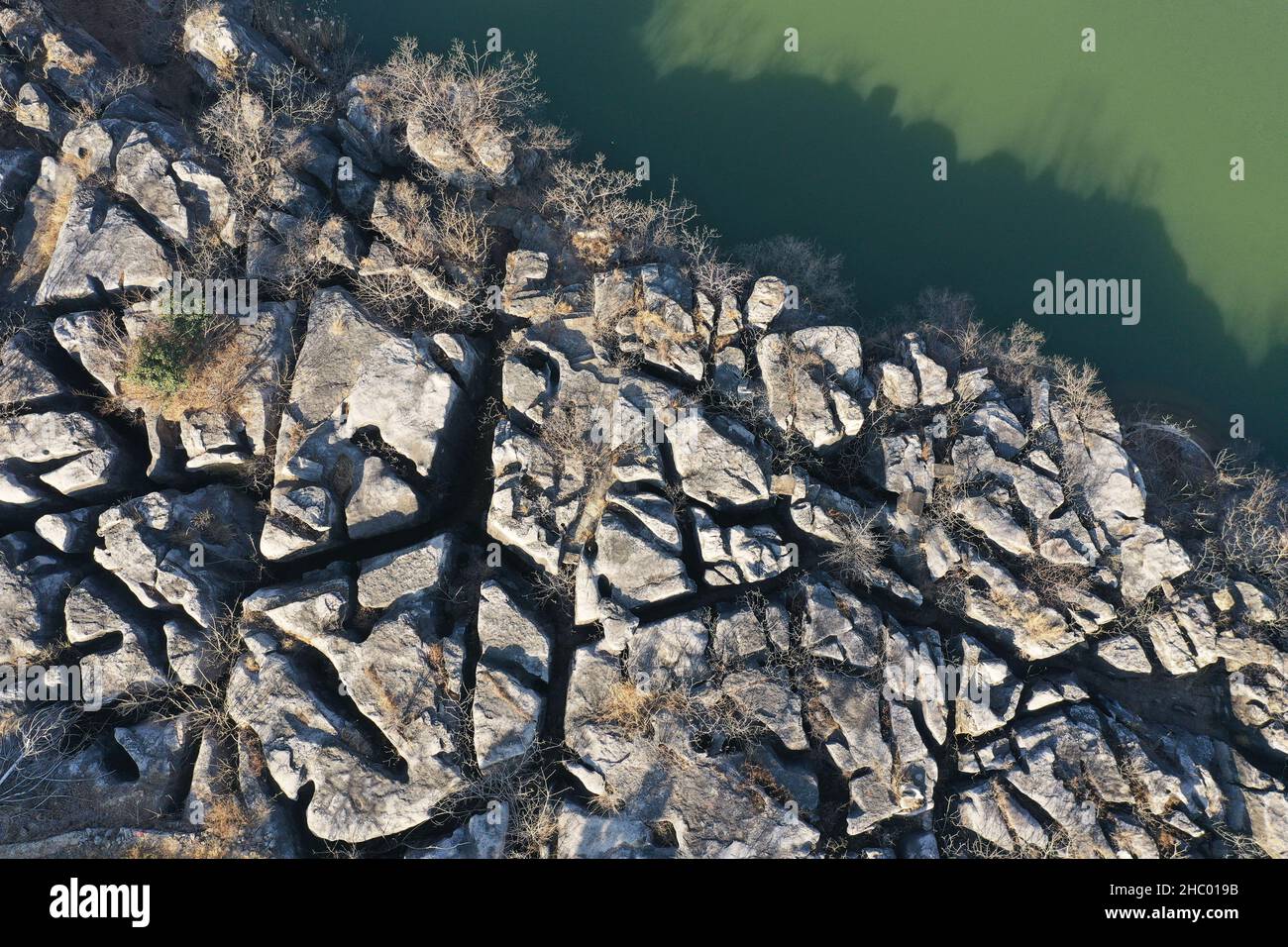 LINYI, CHINA - DECEMBER 19, 2021 - An underground stone forest ...