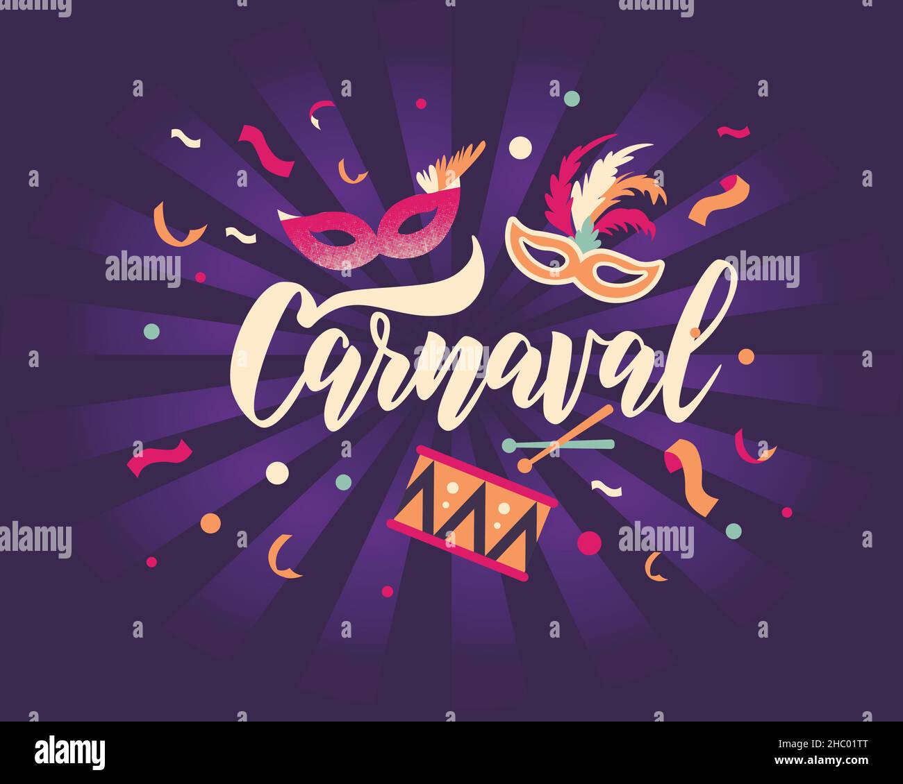Carnival hand lettering text as banner, card, logo, icon, invitation ...