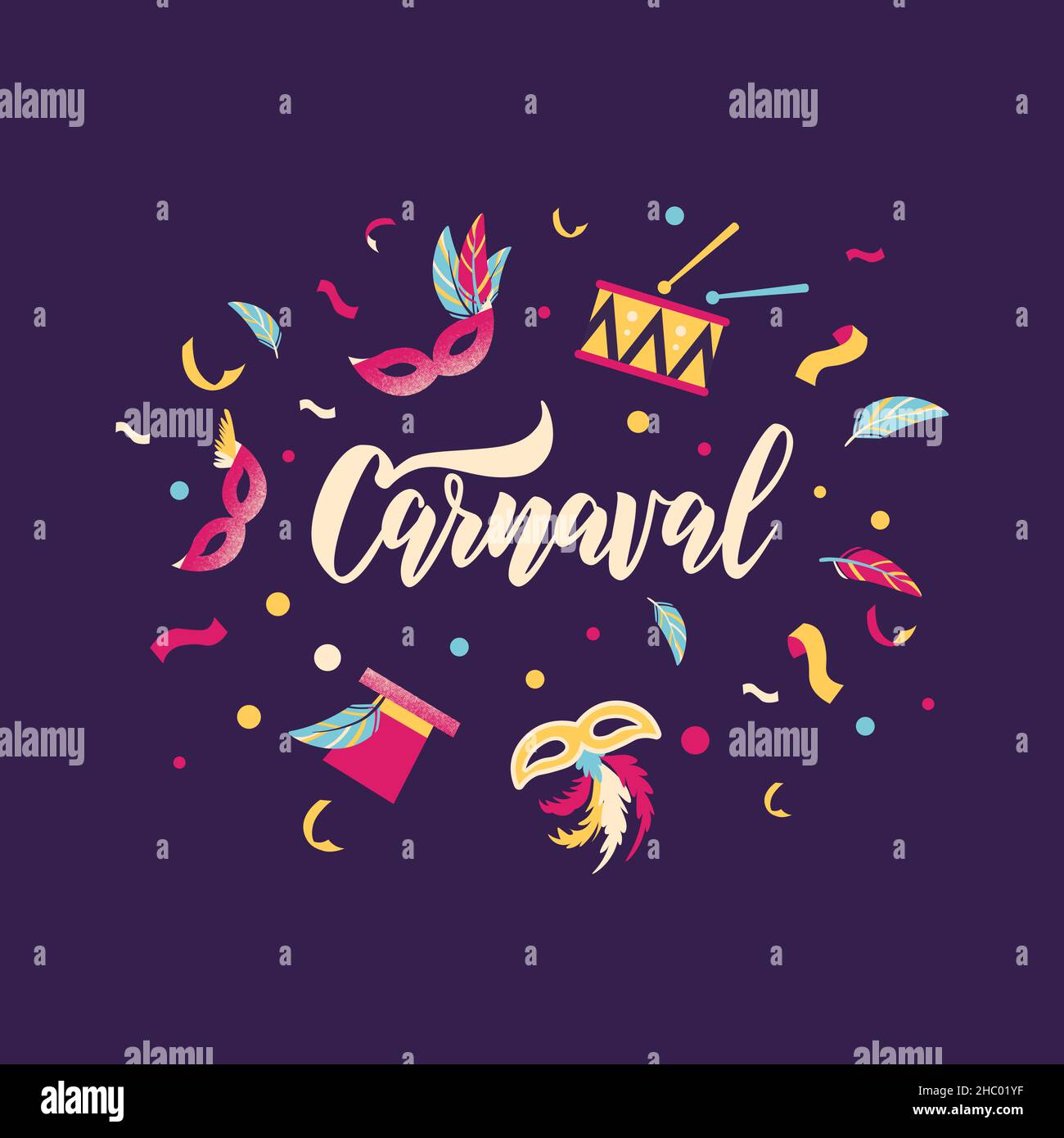 Carnival hand lettering text as banner, card, logo, icon, invitation ...