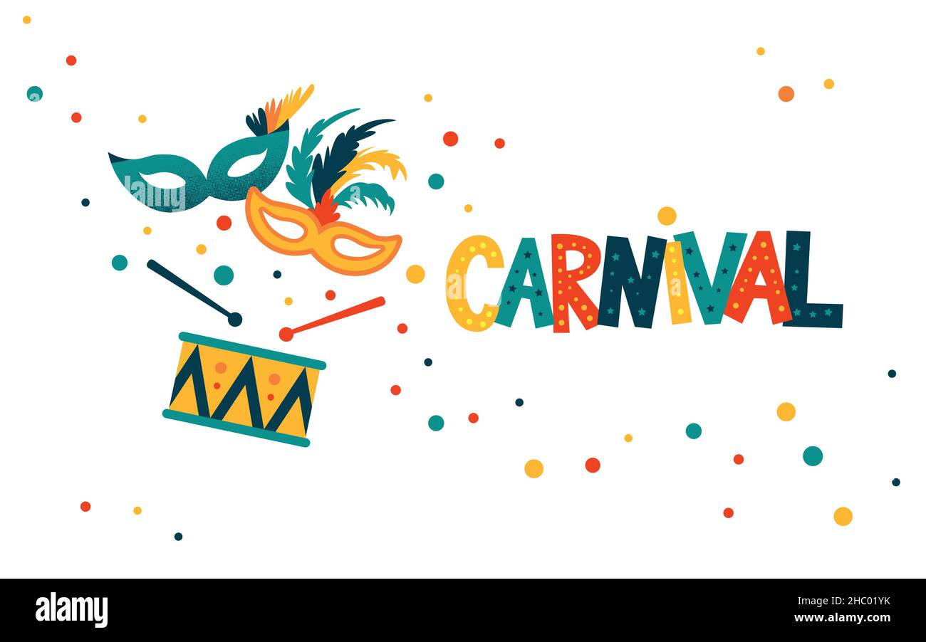 Carnival hand lettering text as banner, card, logo, icon, invitation ...