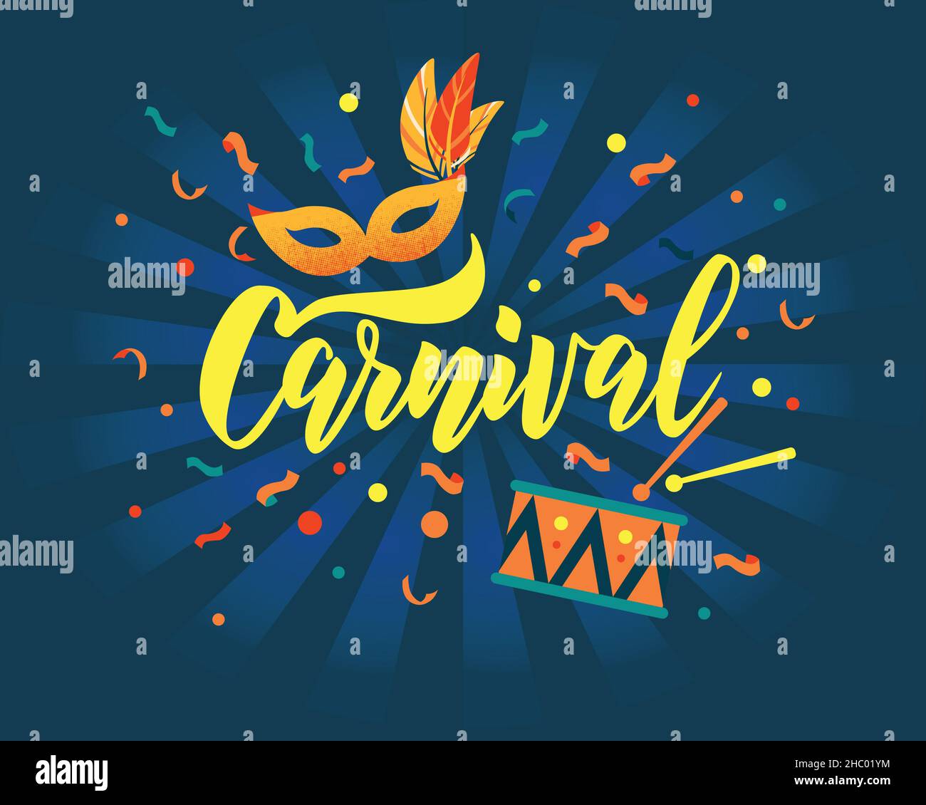 Carnival hand lettering text as banner, card, logo, icon, invitation ...