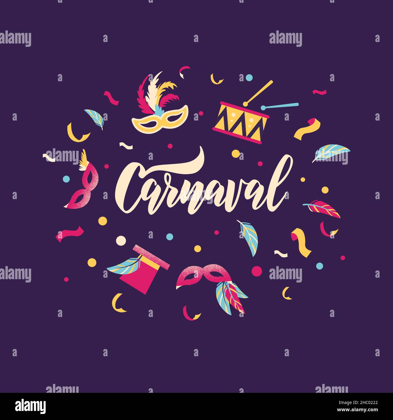 Carnival hand lettering text as banner, card, logo, icon, invitation ...
