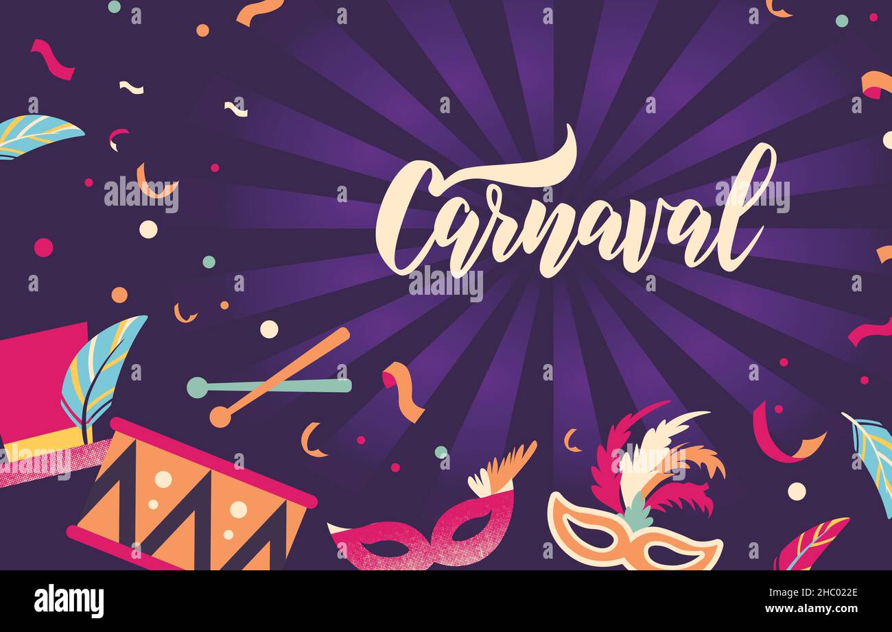 Carnival hand lettering text as banner, card, logo, icon, invitation ...
