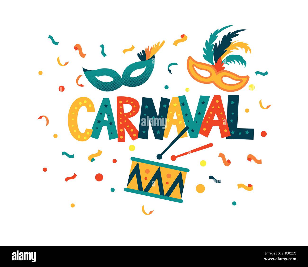Carnival hand lettering text as banner, card, logo, icon, invitation ...