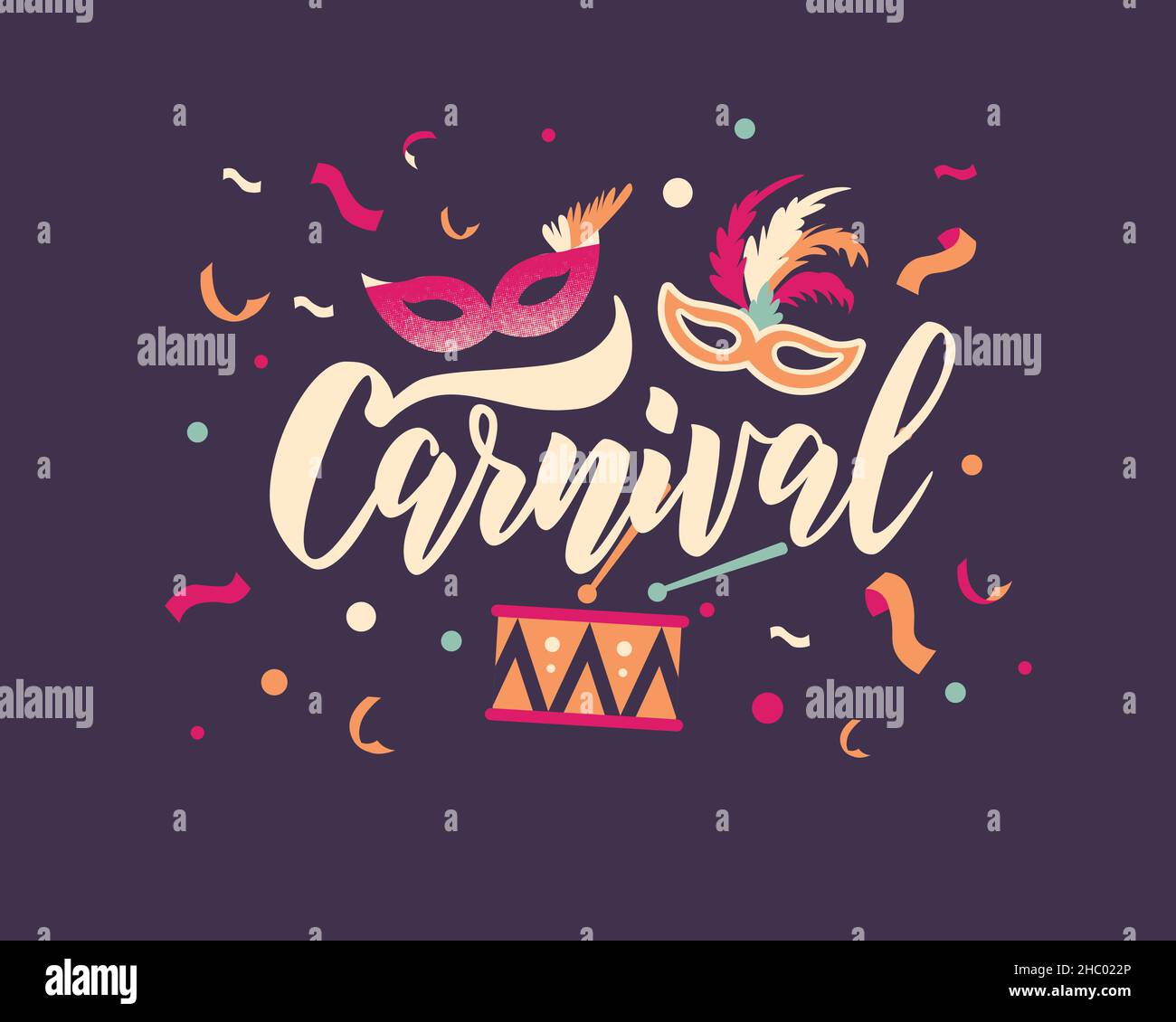 Carnival hand lettering text as banner, card, logo, icon, invitation ...