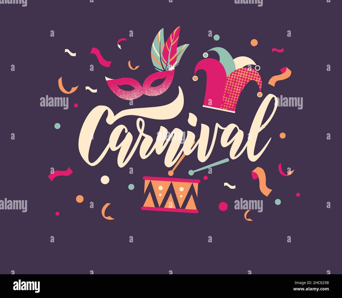 Carnival hand lettering text as banner, card, logo, icon, invitation ...